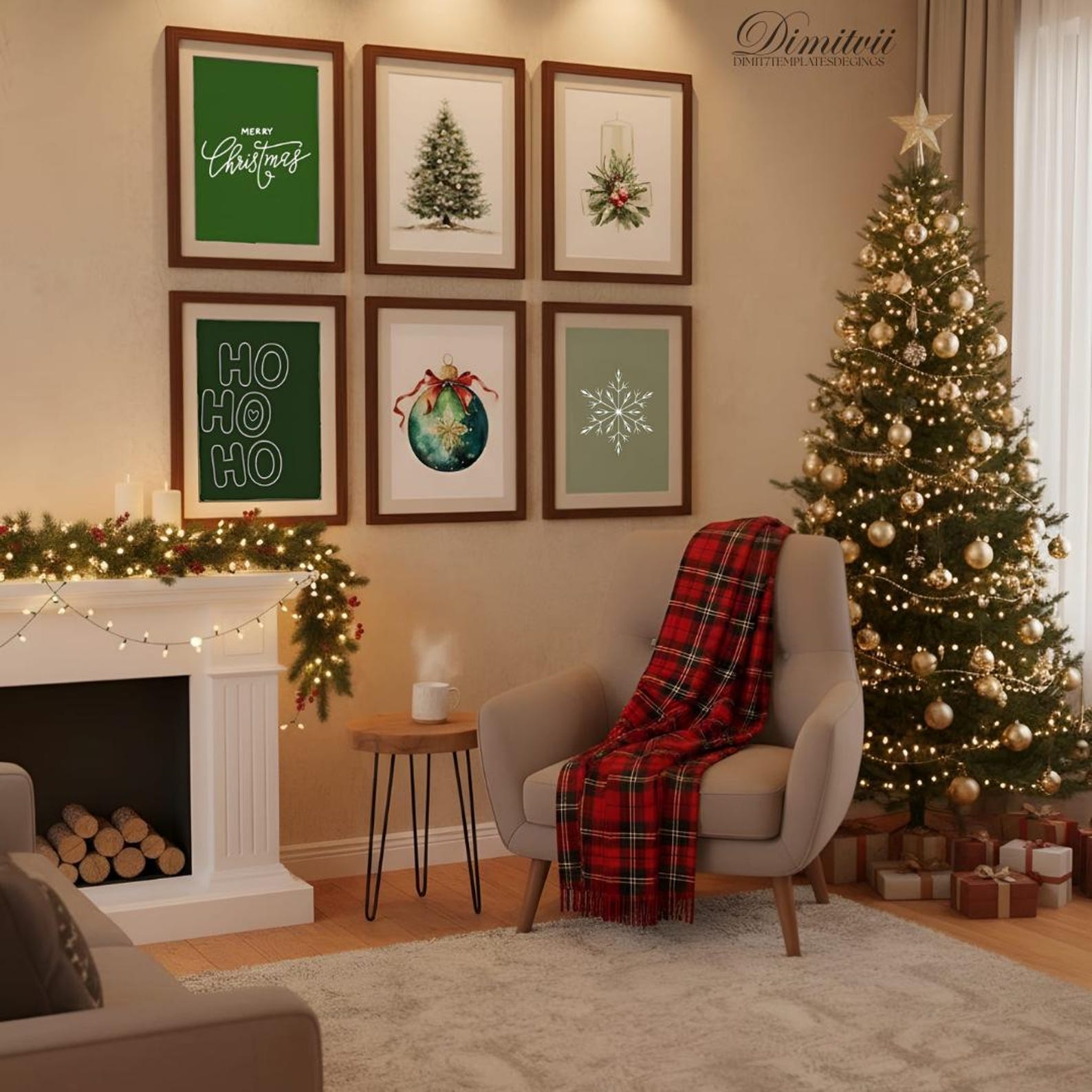 Watercolor Christmas Wall Art Printables: Holiday Gallery Set (digital ...