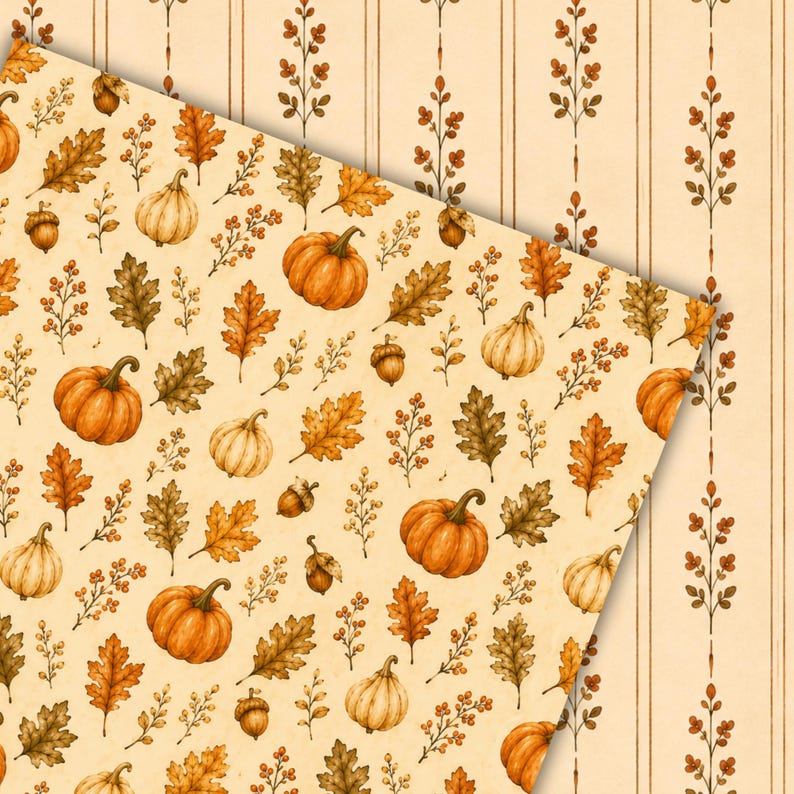 Cozy Autumn Harvest Seamless Pattern Bundle | Fall Digital Paper ...