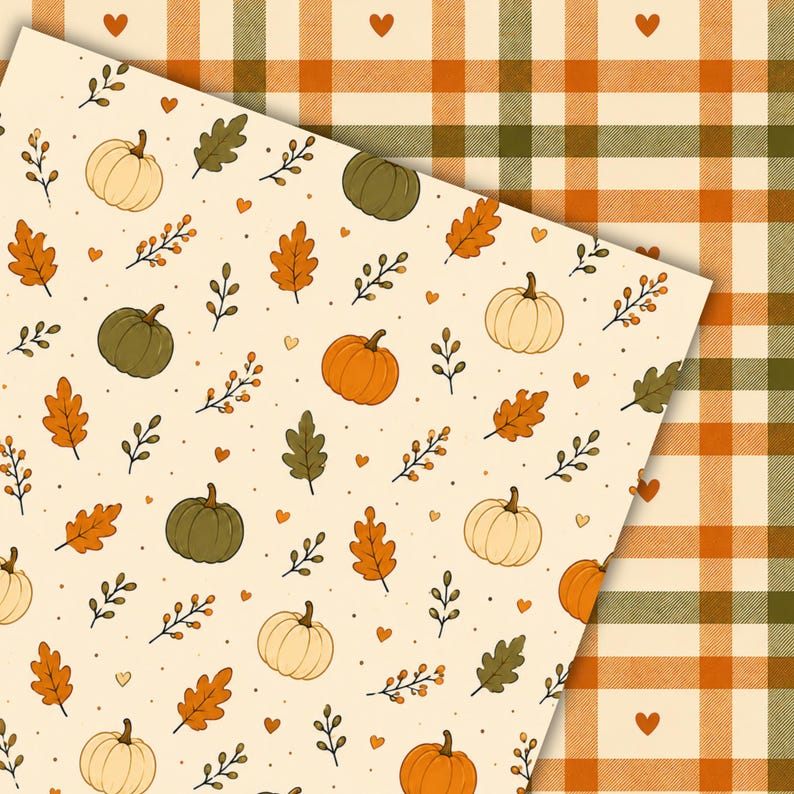 Cozy Fall Pumpkin 10 Seamless Pattern Bundle | Autumn Cottagecore ...