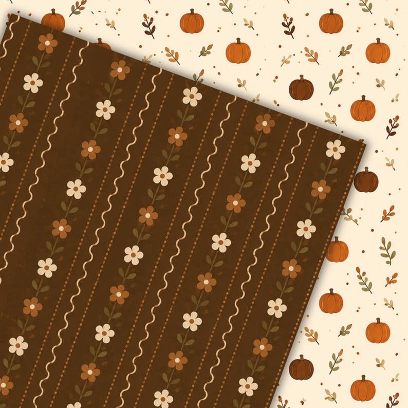 Pumpkin Seamless Pattern Bundle | Cozy Autumn Digital Paper Pack ...