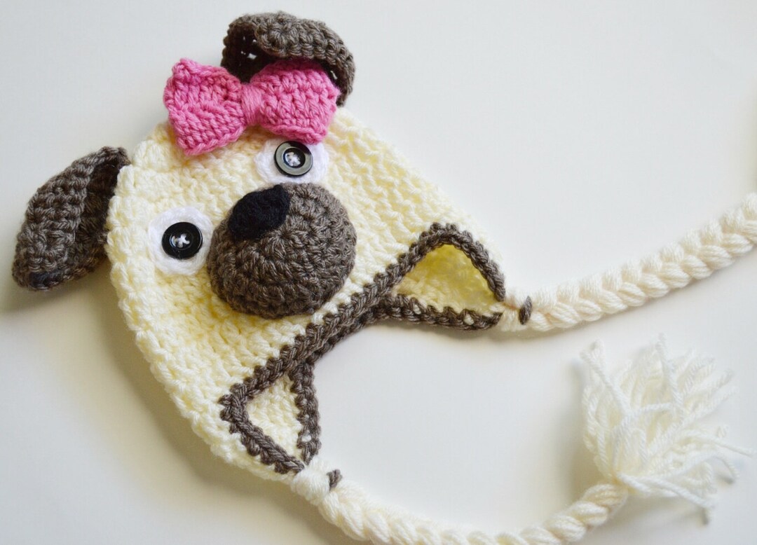 Crochet Pug Hat Crochet Hat Knit Hat Photo Prop Halloween Christmas ...