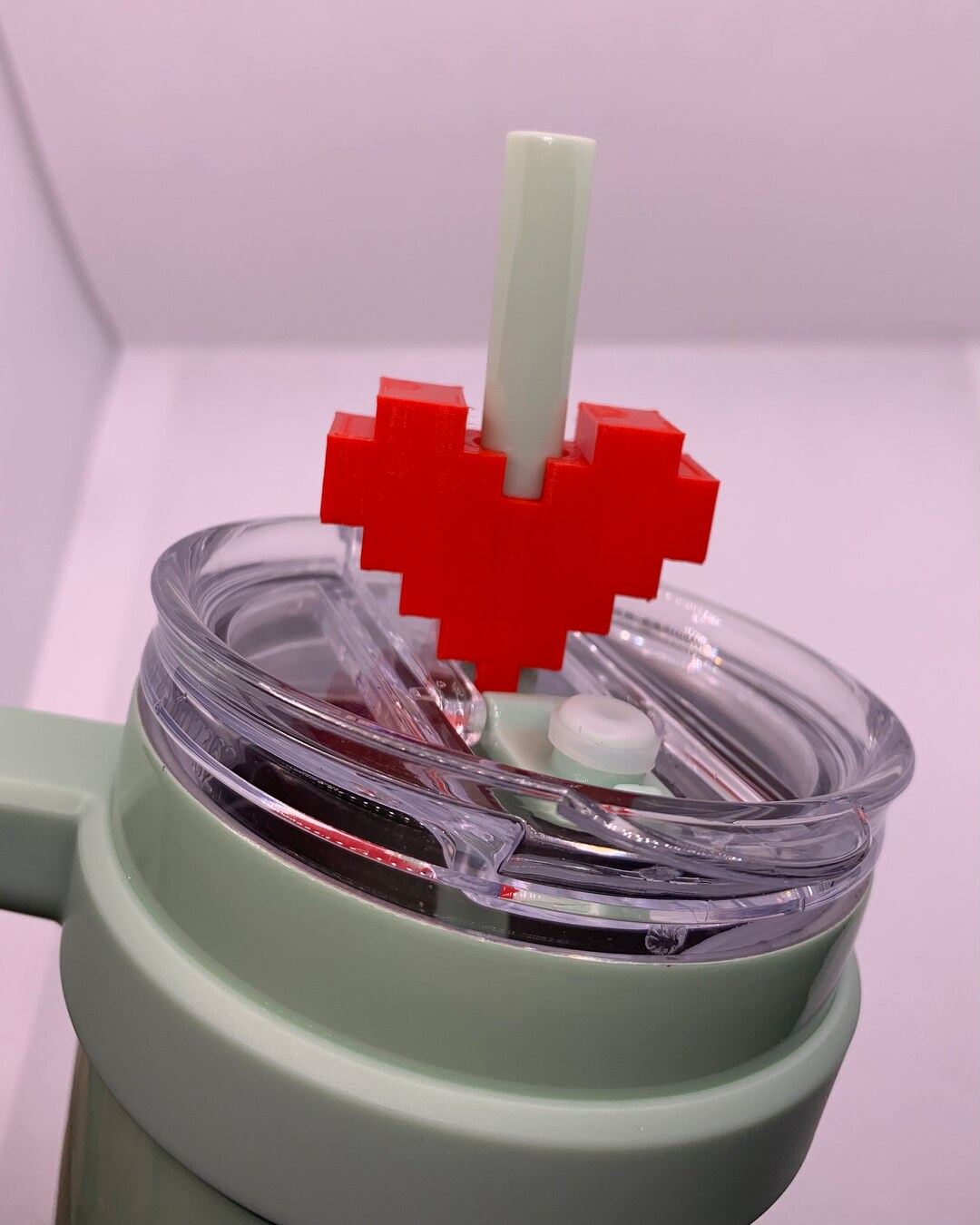 8 Bit Heart Straw Topper 3D - Stanley Straw Topper 3D - Tumbler Straw ...