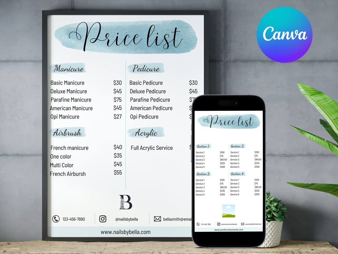 Printable Editable Price List Template For Small Business - Etsy Portugal