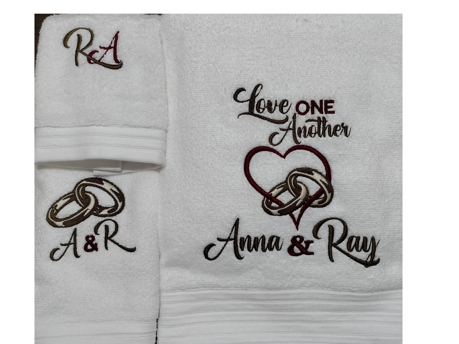 Wedding Gift, Wedding Towel Set, Marriage Towel, Monogrammed Towels ...