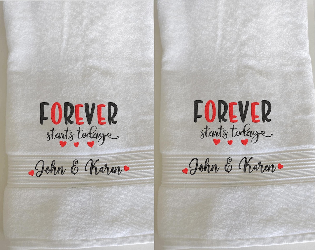 Forever Starts Today, Wedding Towel Set, Marriage Towel, Embroidered ...