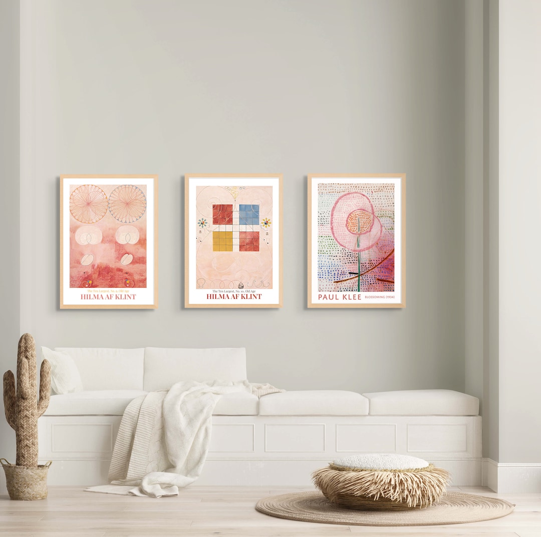 Set of Three 3 Eclectic Pink Art Prints Digital Poster Hilma AF Klint Paul Klee Blossoming - Etsy
