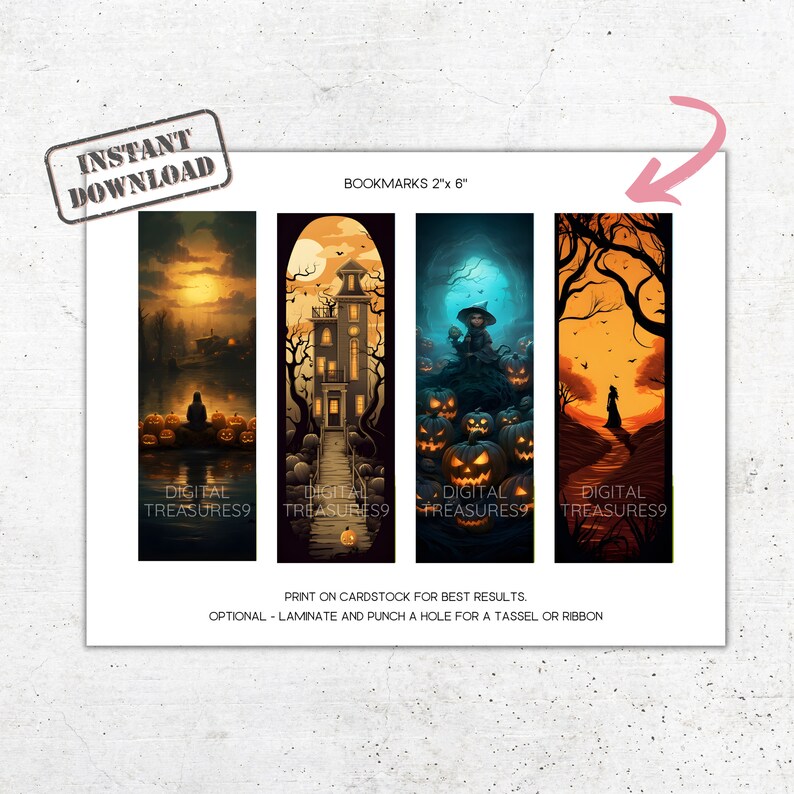 22 Cute Halloween Printable Bookmarks, Digital Download JPG Bookmark ...