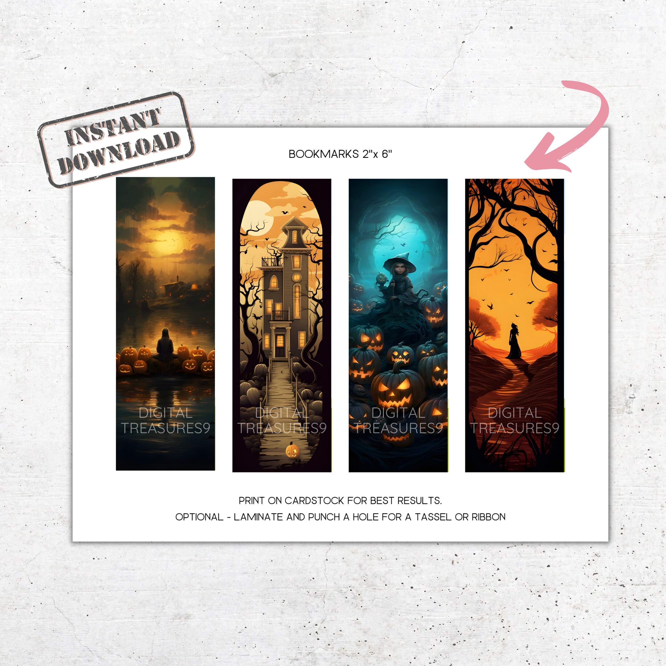 22 Cute Halloween Printable Bookmarks, Digital Download JPG Bookmark ...