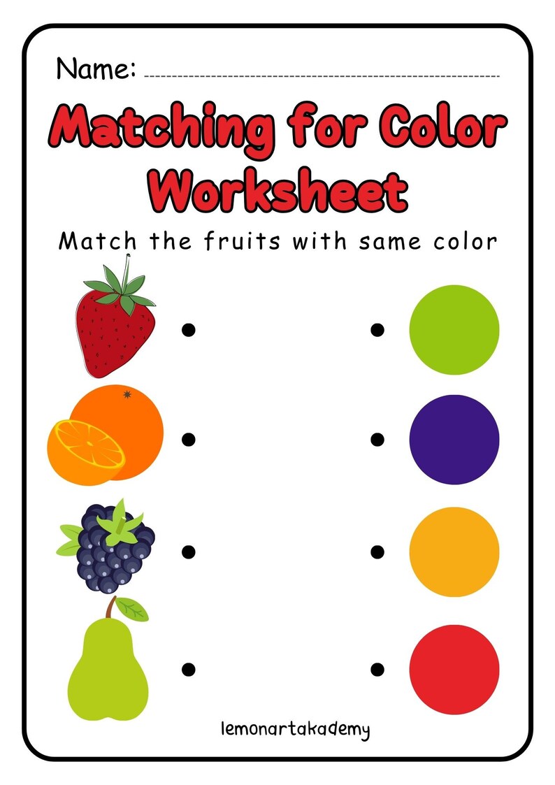 Color Matching Printable,toddler and Preschool Printable Color Match ...