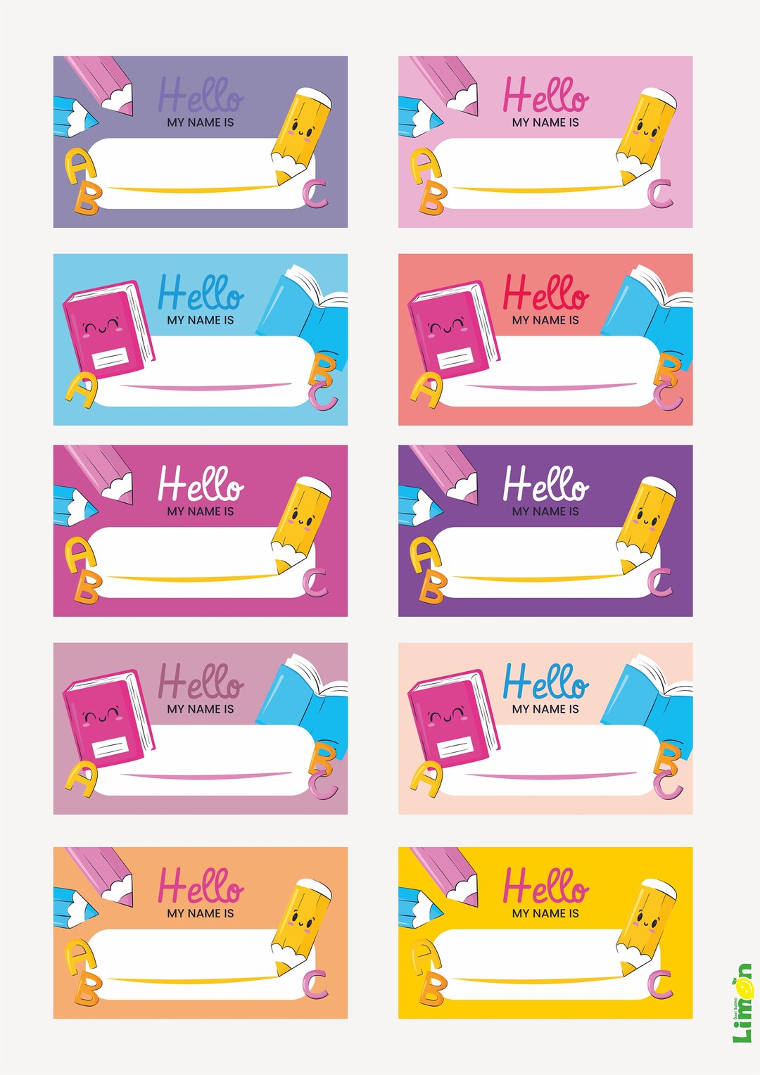 Name Tag for School,digital Sticker Pack,kindergarten Name Tag,daily To ...