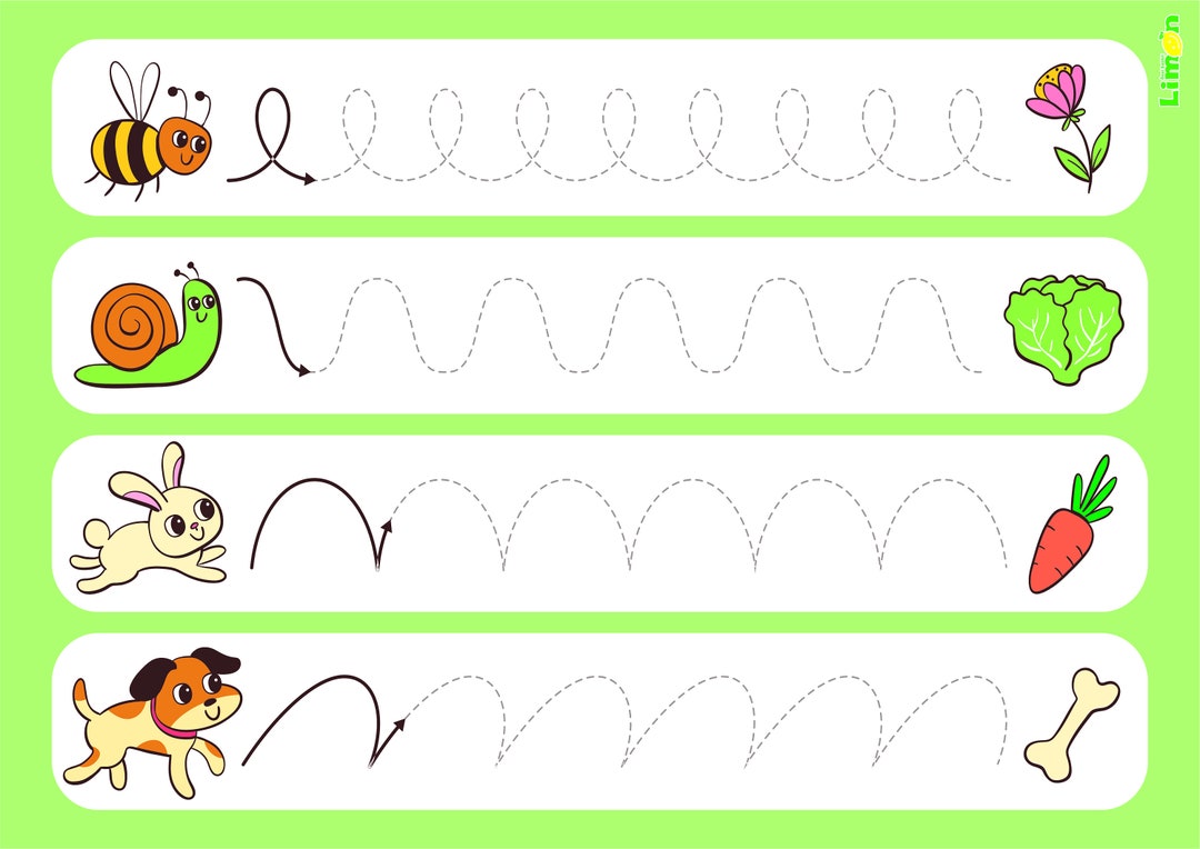 Line Tracing Exercises,line Tracing Worksheet,toddler Handwriting ...