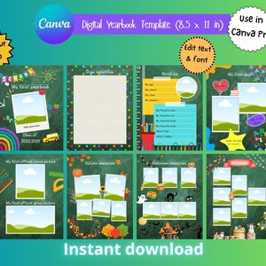 Digital School Memory Book Canva Template Yearbook Design Back to ...