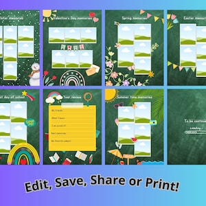 Digital School Memory Book Canva Template Yearbook Design Back to ...