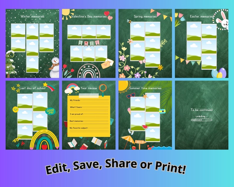 Digital School Memory Book Canva Template Yearbook Design Back to ...