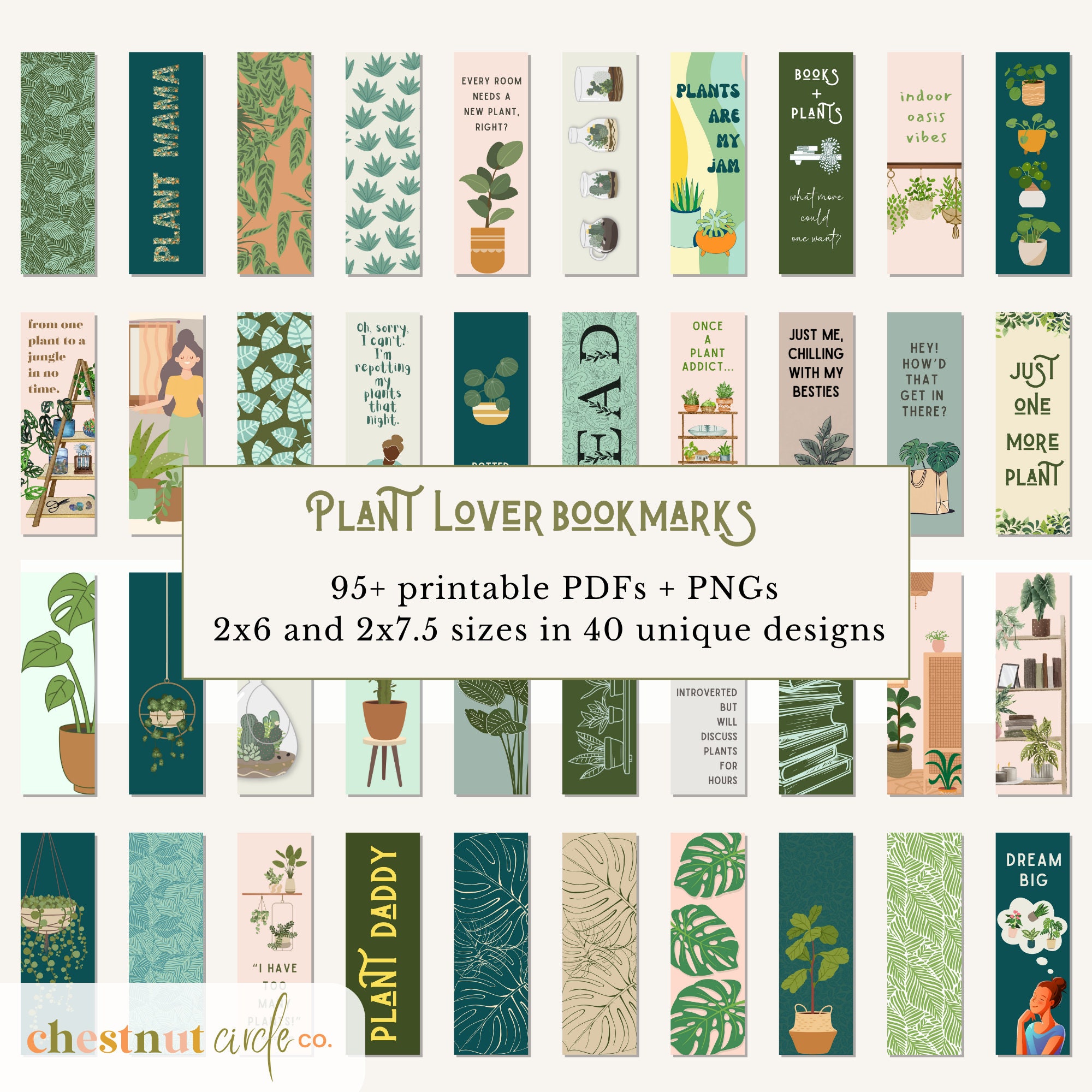 Plant Lover's Printable Bookmark PDF Download Bundle, Easy to Print DIY ...