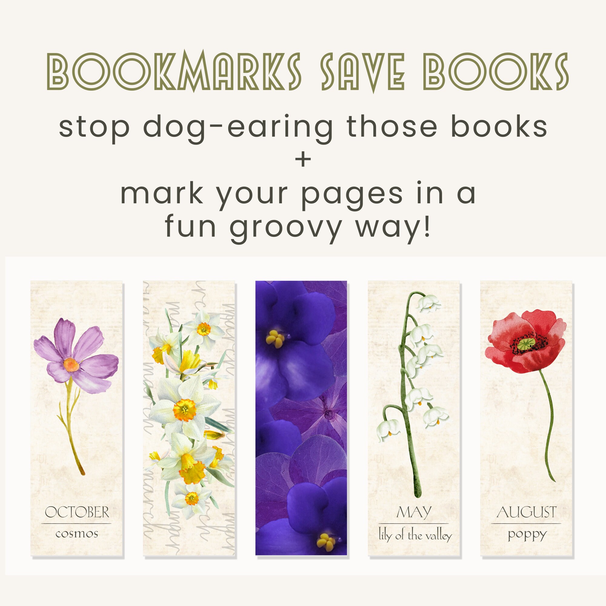 Cute Birth Flower Printable Bookmark PDF Download, Book Nerd Gift for ...