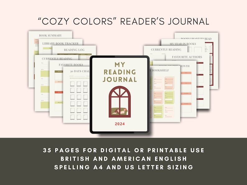 Cozy Colors Book Reading Journal Printable, Printable A4 and Letter ...