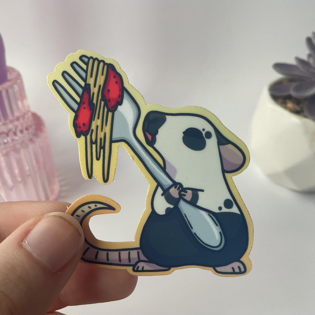 Rat Spaghetti Sticker, Quirky Vinyl Rat Stickers, Water-resistant Pasta ...