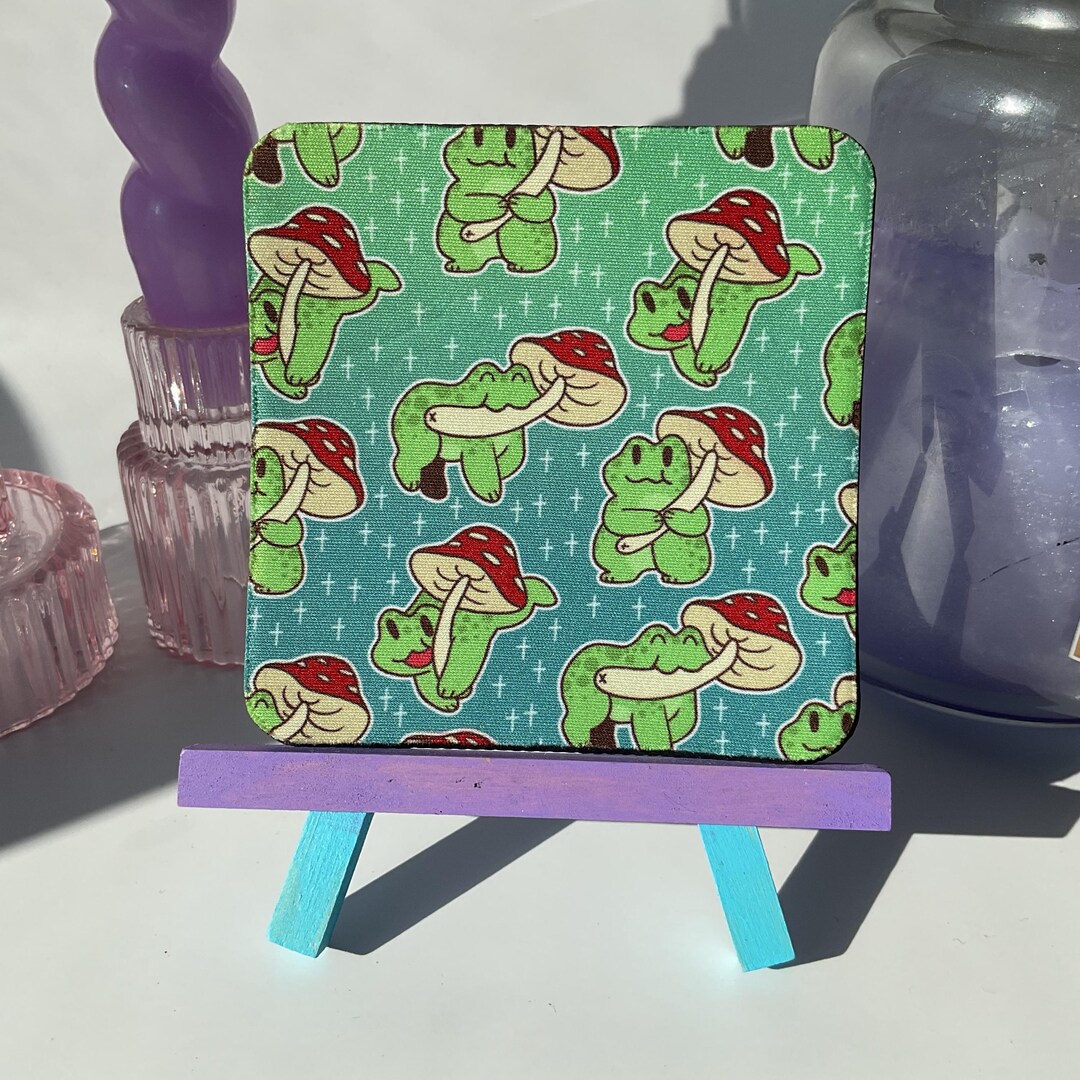 Mushroom Frog Soft Coaster, Cute Coaster Sets, Cottagecore Soft ...