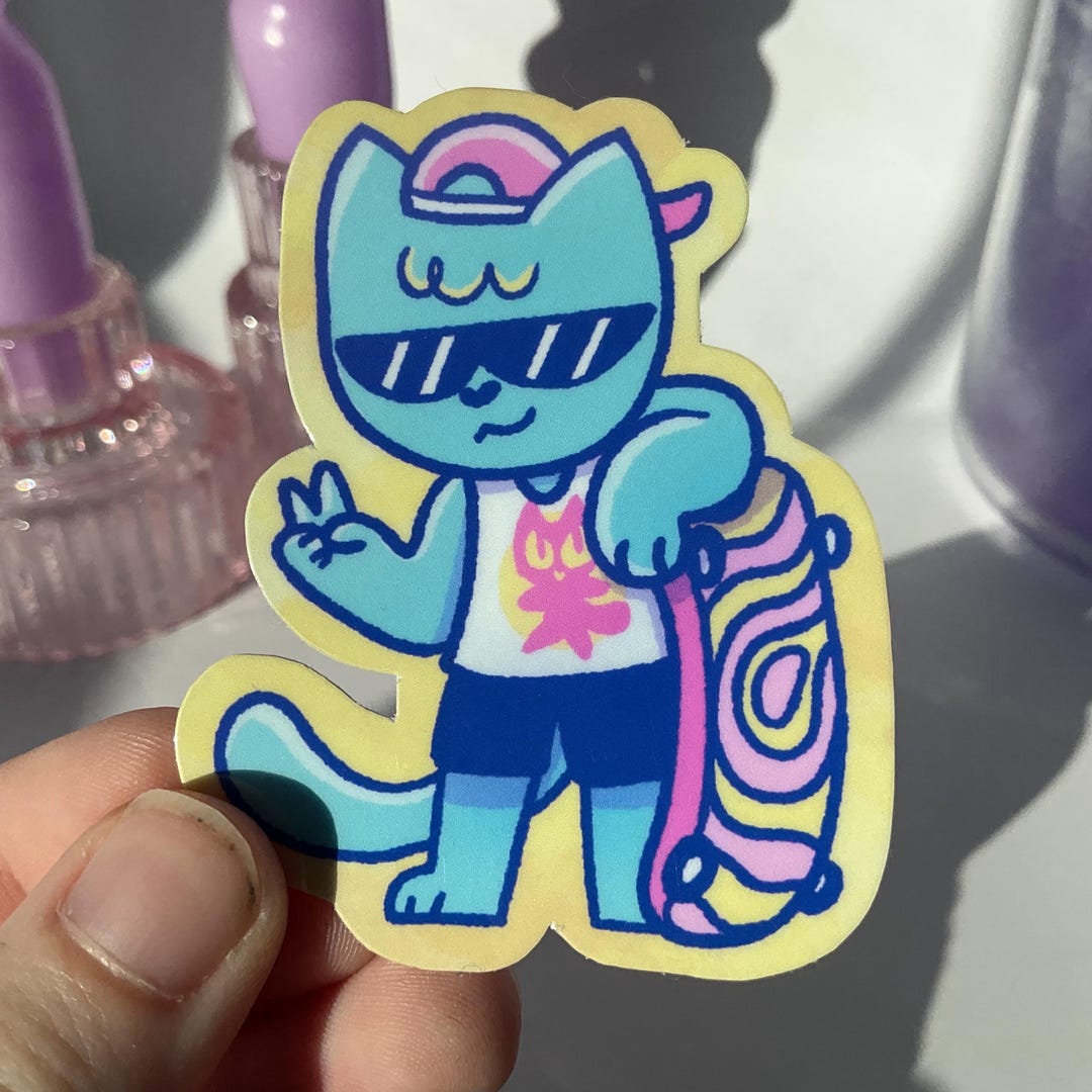 Kool Kat Sticker, 90s Aesthetic Stickers, Vinyl Stickers, Die-cut ...