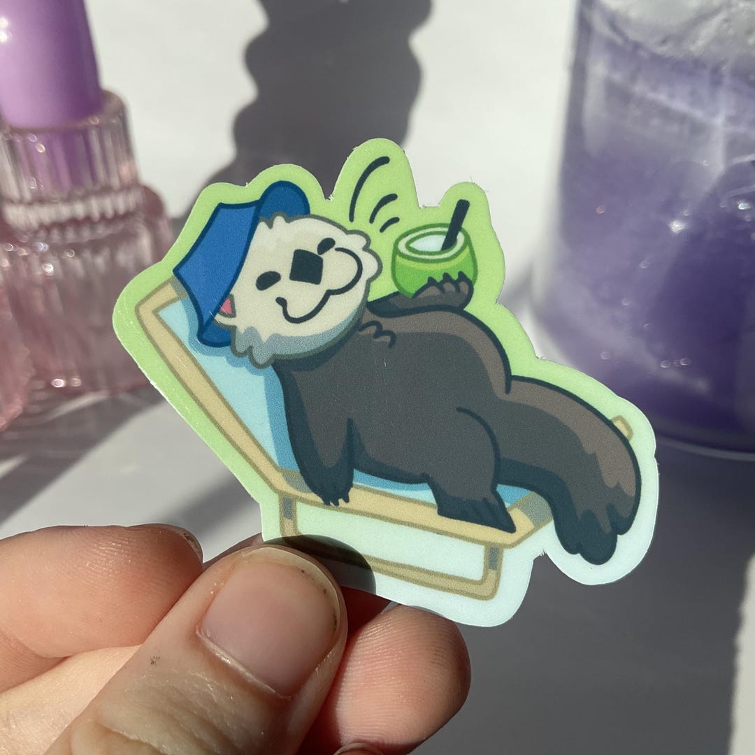 Summer Otter Sticker, Paradise Otter Die-cut Sticker, Fun Vacation ...