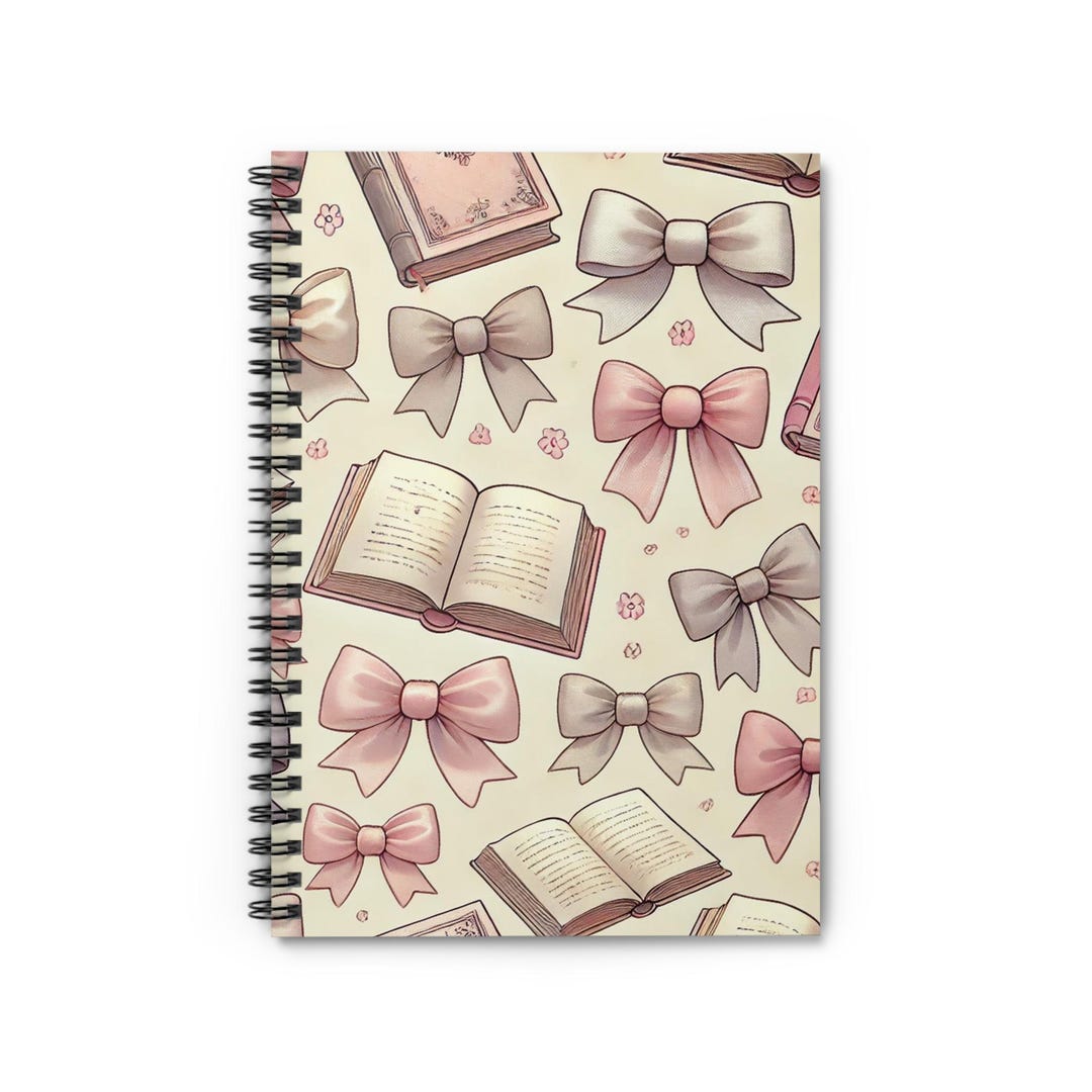 Spiral Notebook, Coquettish Bows and Books Notebook, Journal, Writing ...
