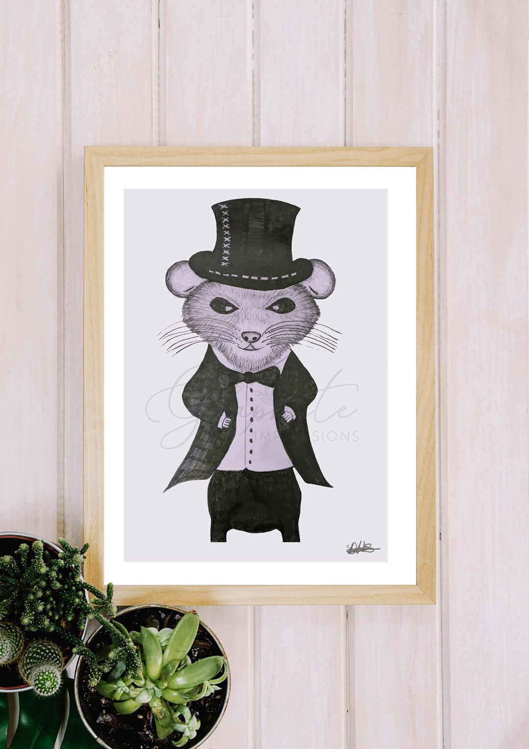 Regal Rodent Mouse in Tuxedo and Top Hat Print - Etsy