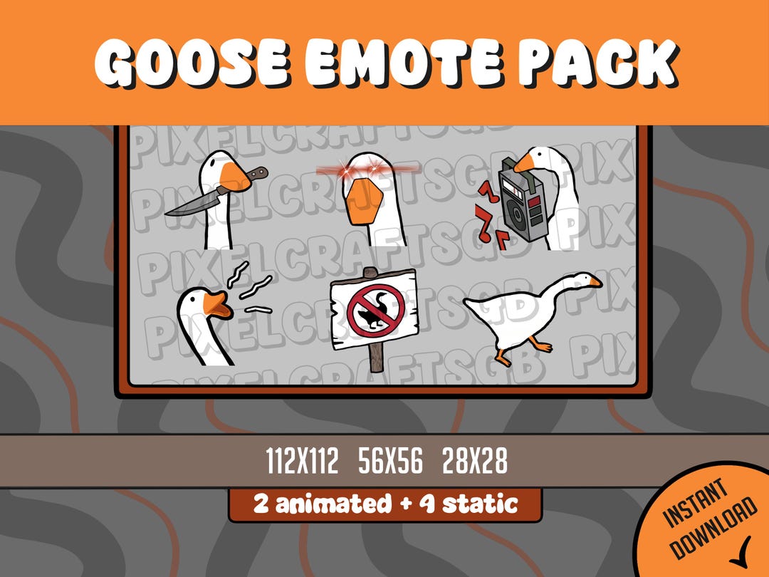 Goose Emote 6 Pack | Animated, Twitch, White Goose, Honk, Streaming ...