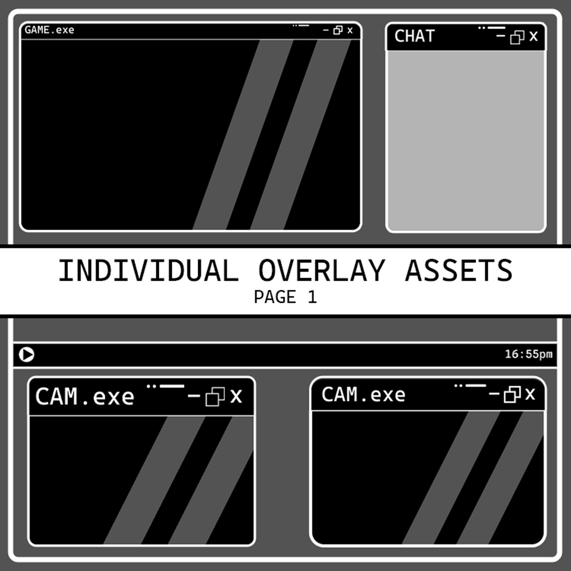 Minimal Twitch Stream Overlay Package | Black, White, Grey, Simple ...