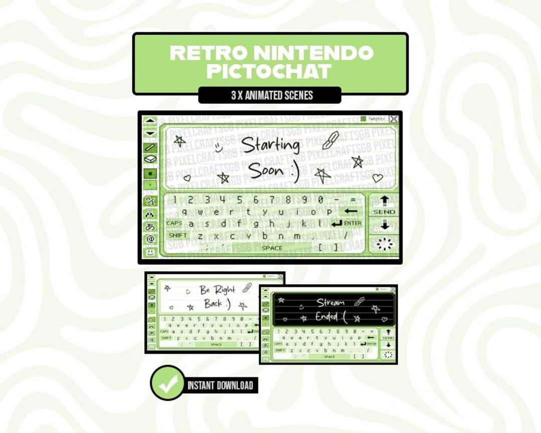 NINTENDO DS Green Pictochat Retro Animated Scenes | Overlay, Twitch ...