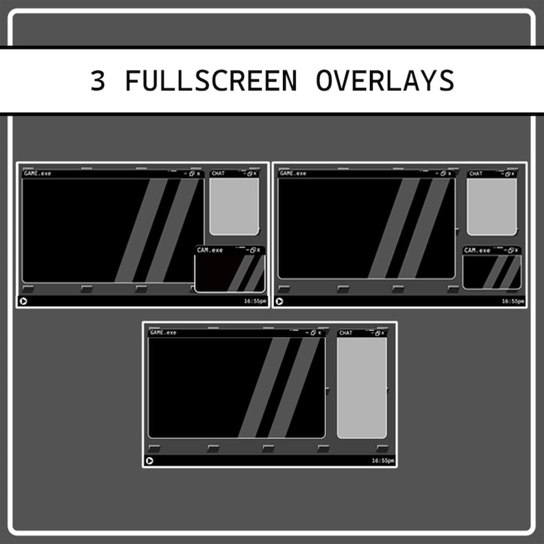 Minimal Twitch Stream Overlay Package | Black, White, Grey, Simple ...