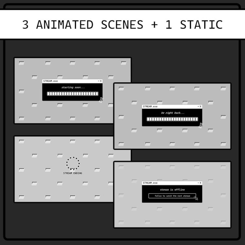 Minimal Twitch Stream Overlay Package | White, Grey, Black, Simple ...