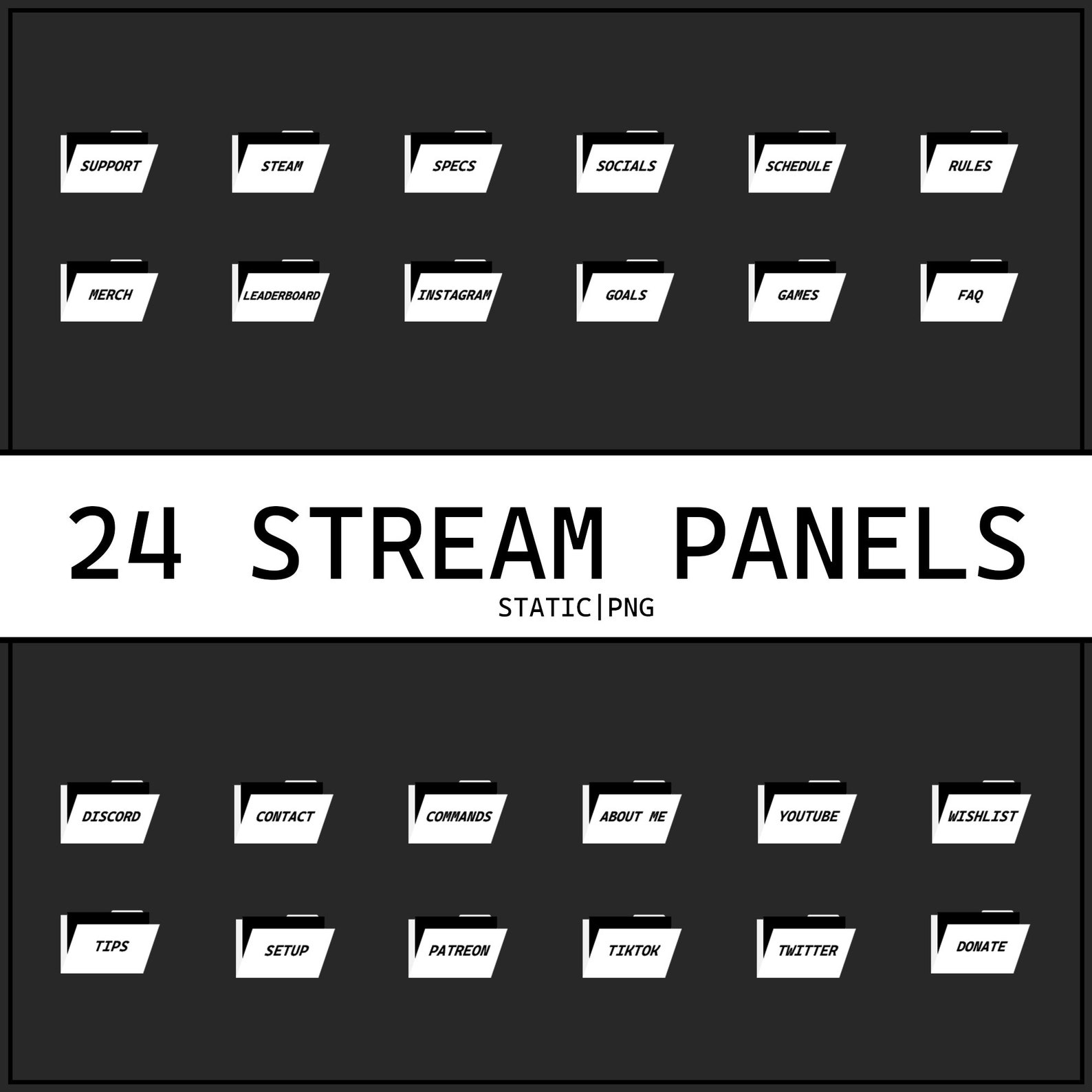 Minimal Twitch Stream Overlay Package | White, Grey, Black, Simple ...