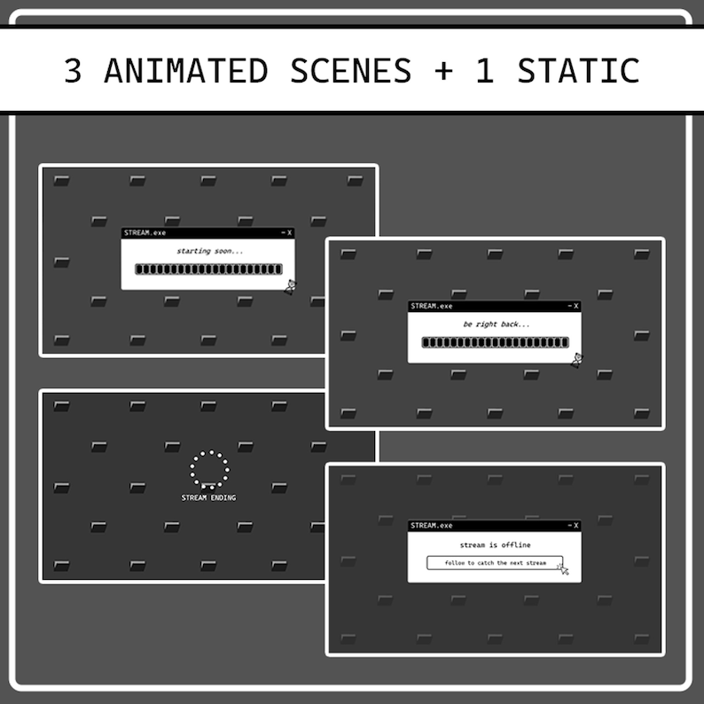 Minimal Twitch Stream Overlay Package | Black, White, Grey, Simple ...