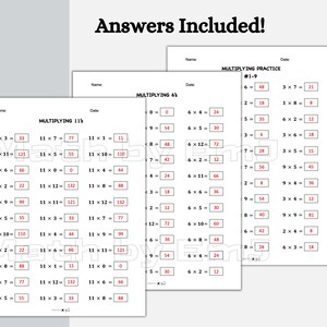 18 Multiplication Practice Worksheets Numbers 0-12 Multiplication ...