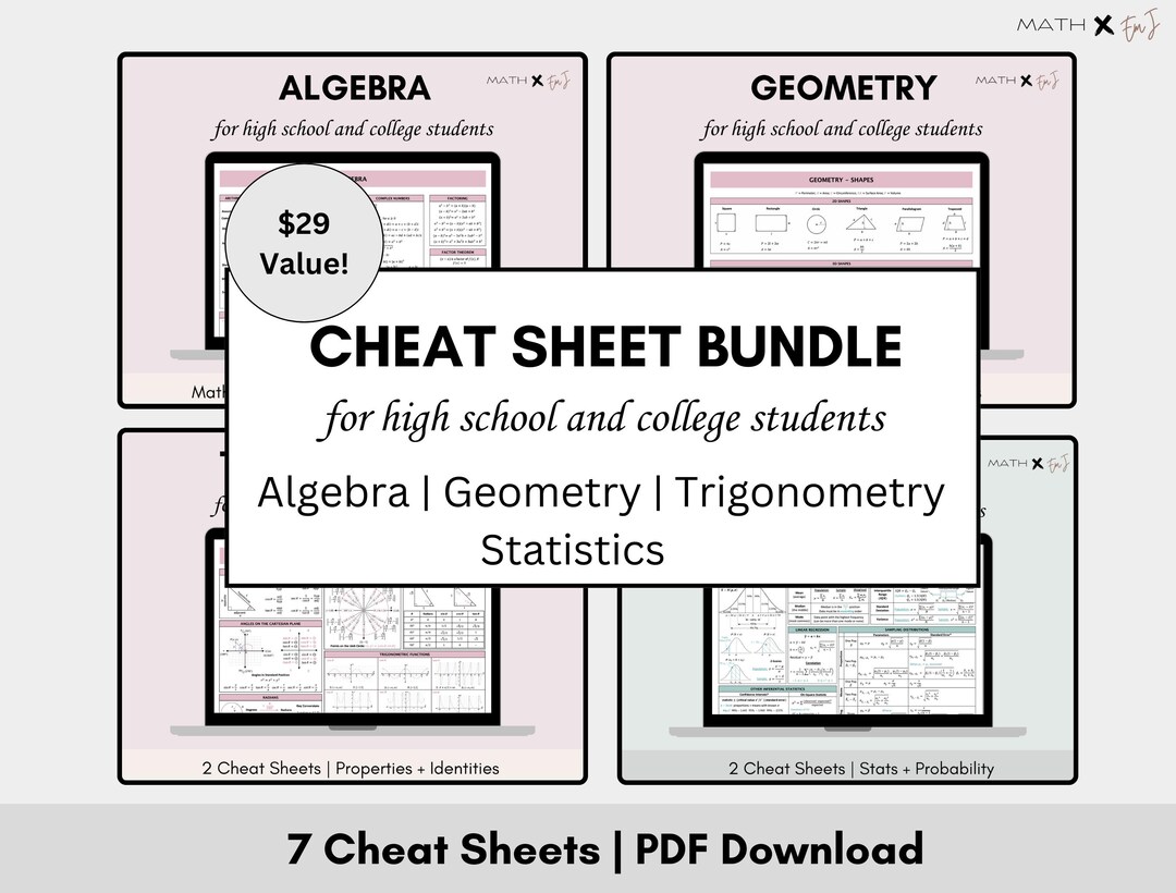 Math Cheat Sheets | Algebra, Geometry, Trigonometry & Statistics | AP ...