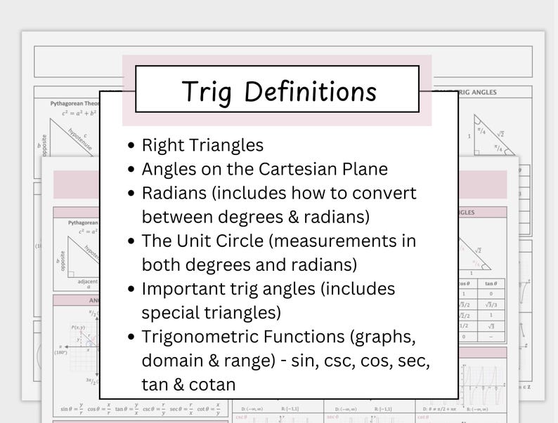 Math Formula Sheets Trigonometry Cheat Sheets Math Trigonometric ...