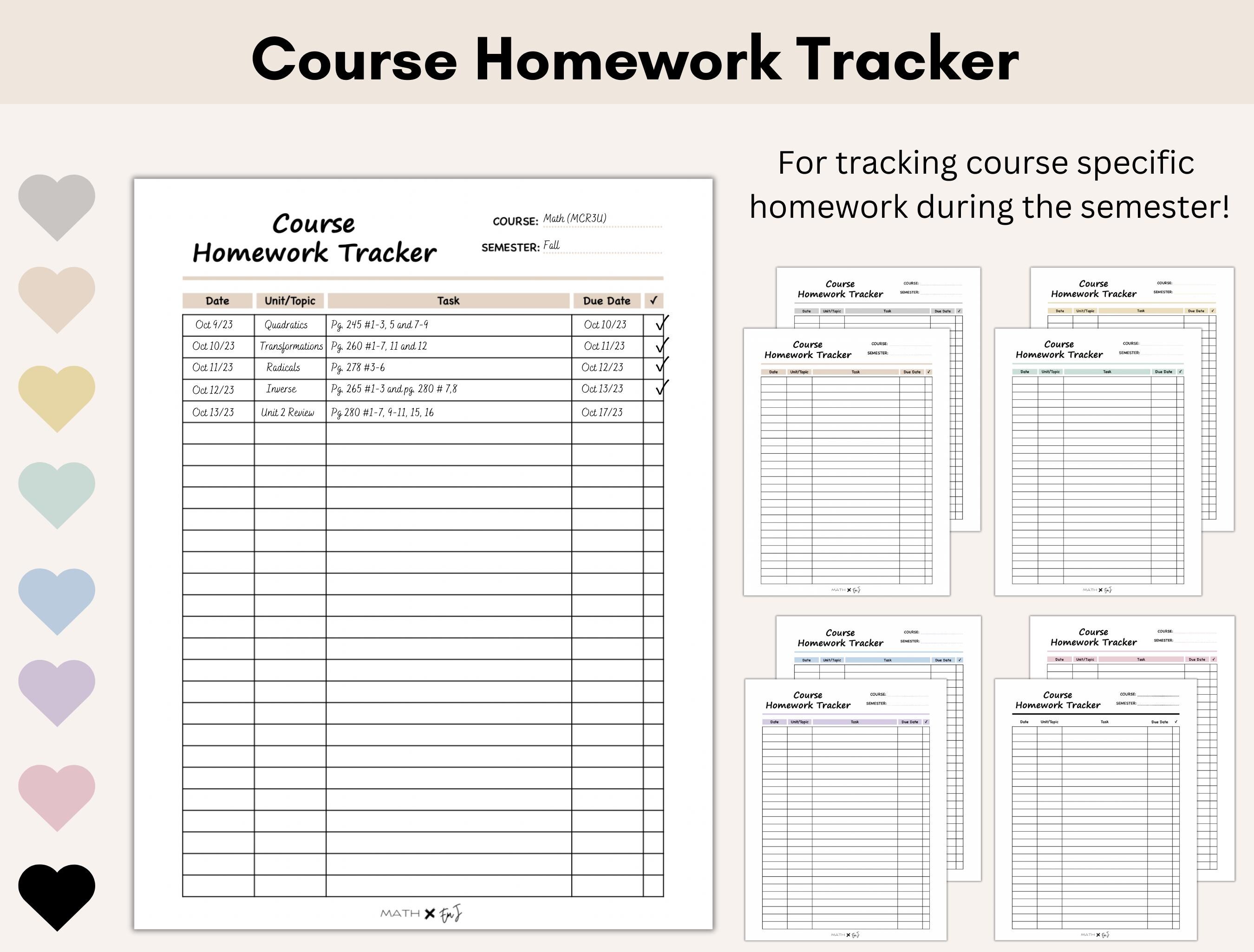 Homework Student Planner Printable Student Homework and Assignment ...