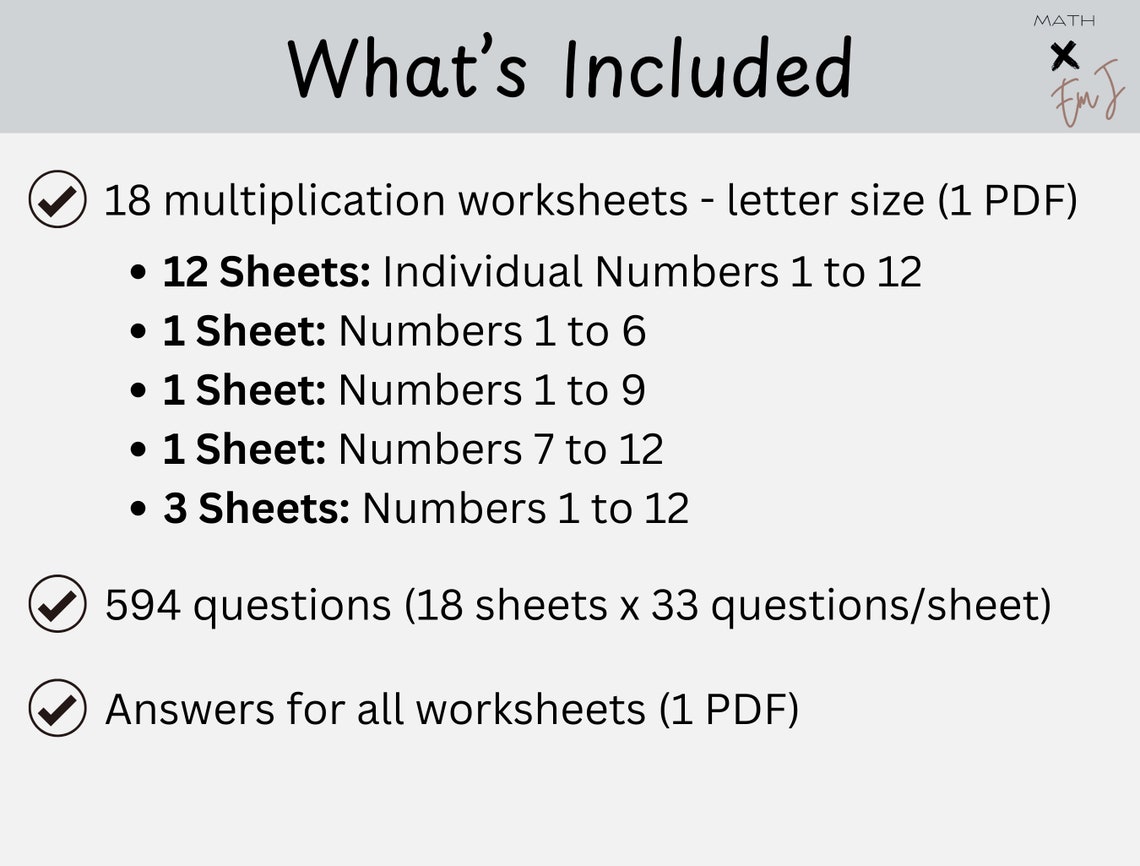 18 Multiplication Practice Worksheets Numbers 0-12 Multiplication ...