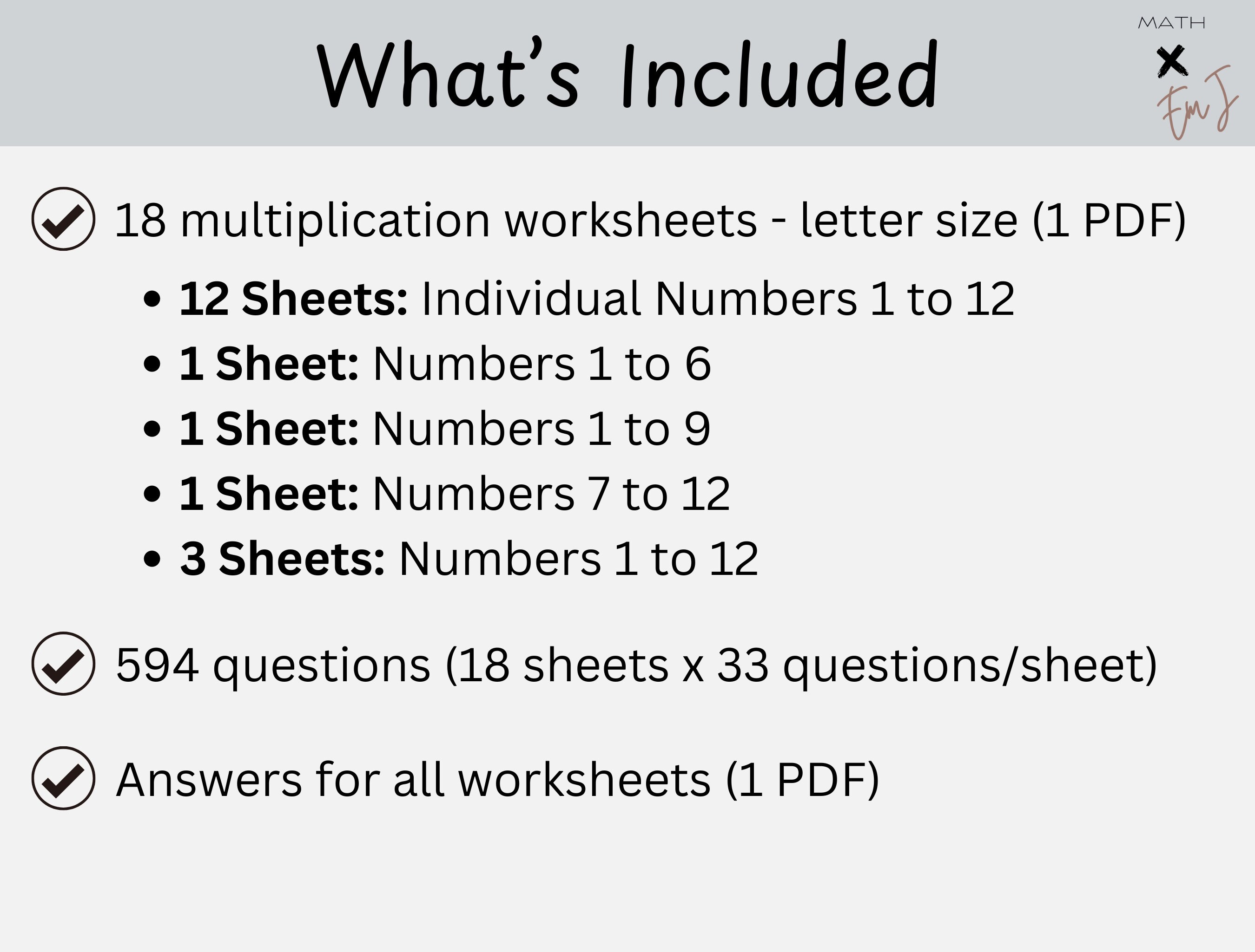 18 Multiplication Practice Worksheets Numbers 0-12 Multiplication ...
