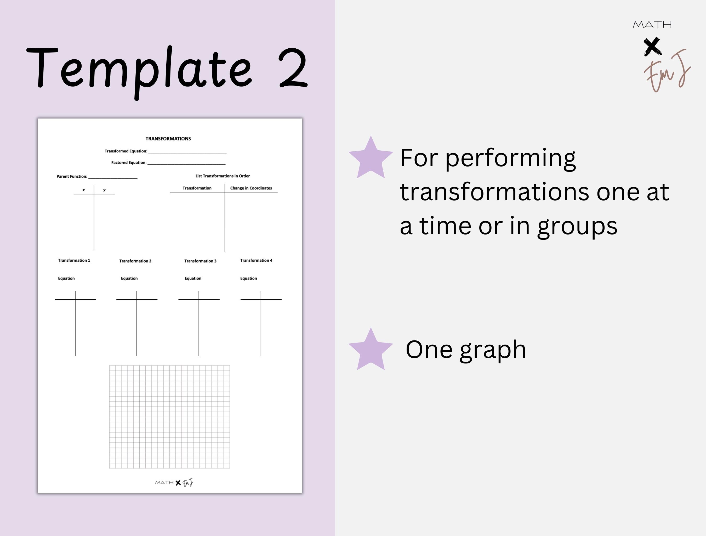 Graphing Function Templates Transformations of Functions 4 Templates ...