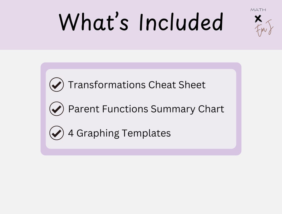 Transformations of Functions Math Cheat Sheet Parent Function Graphs ...