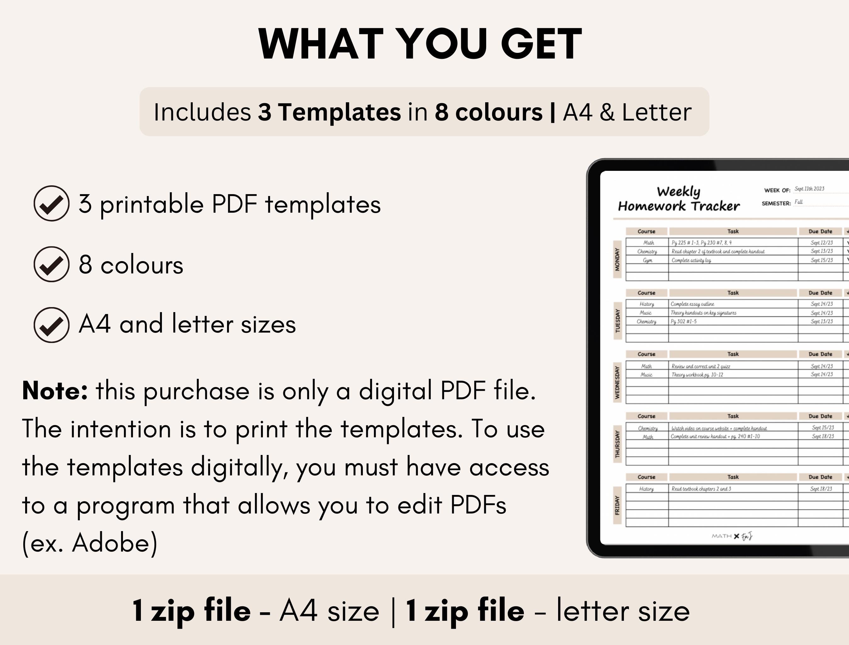 Homework Student Planner Printable Student Homework and Assignment ...