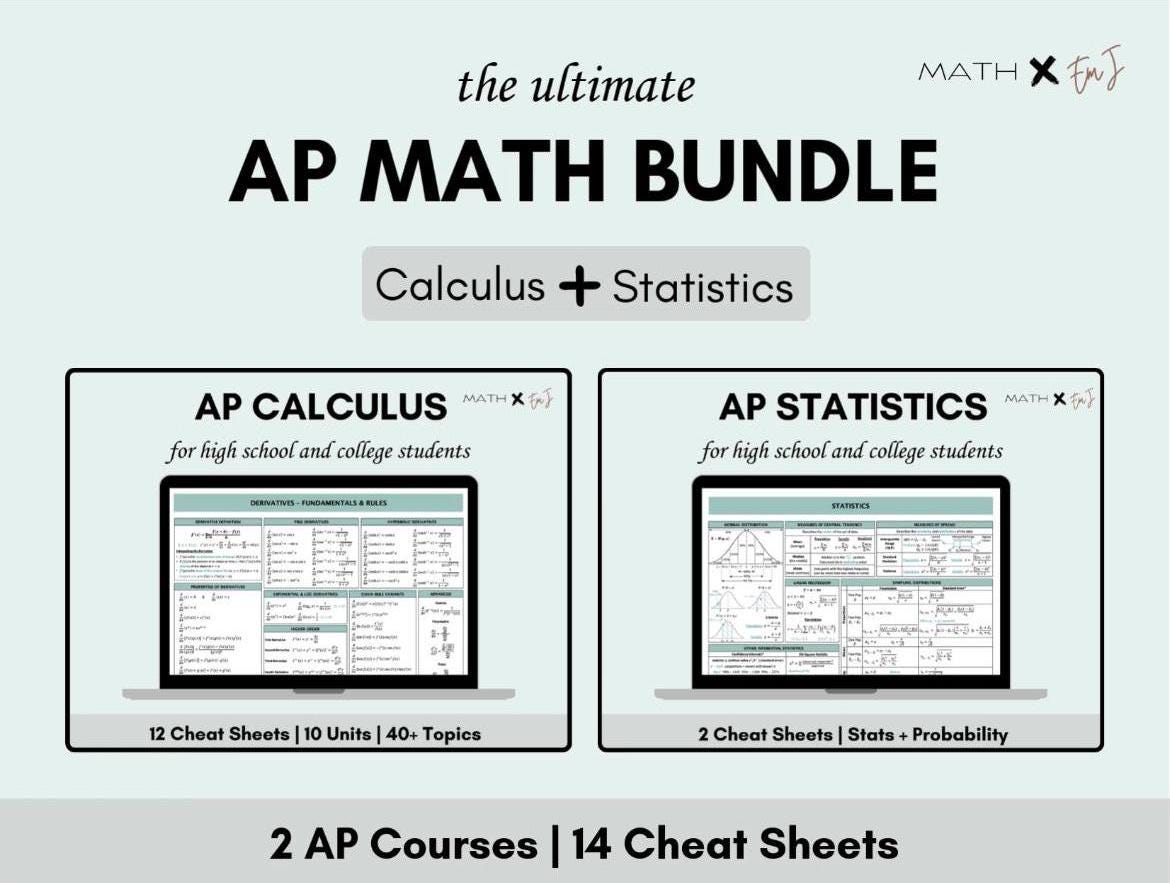 AP Math Cheat Sheets Statistics Formula Sheets Calculus Exam Revision ...