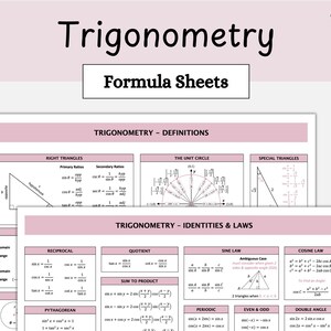 Trigonometry Formula Sheets Trigonometry Definitions Trigonometry ...