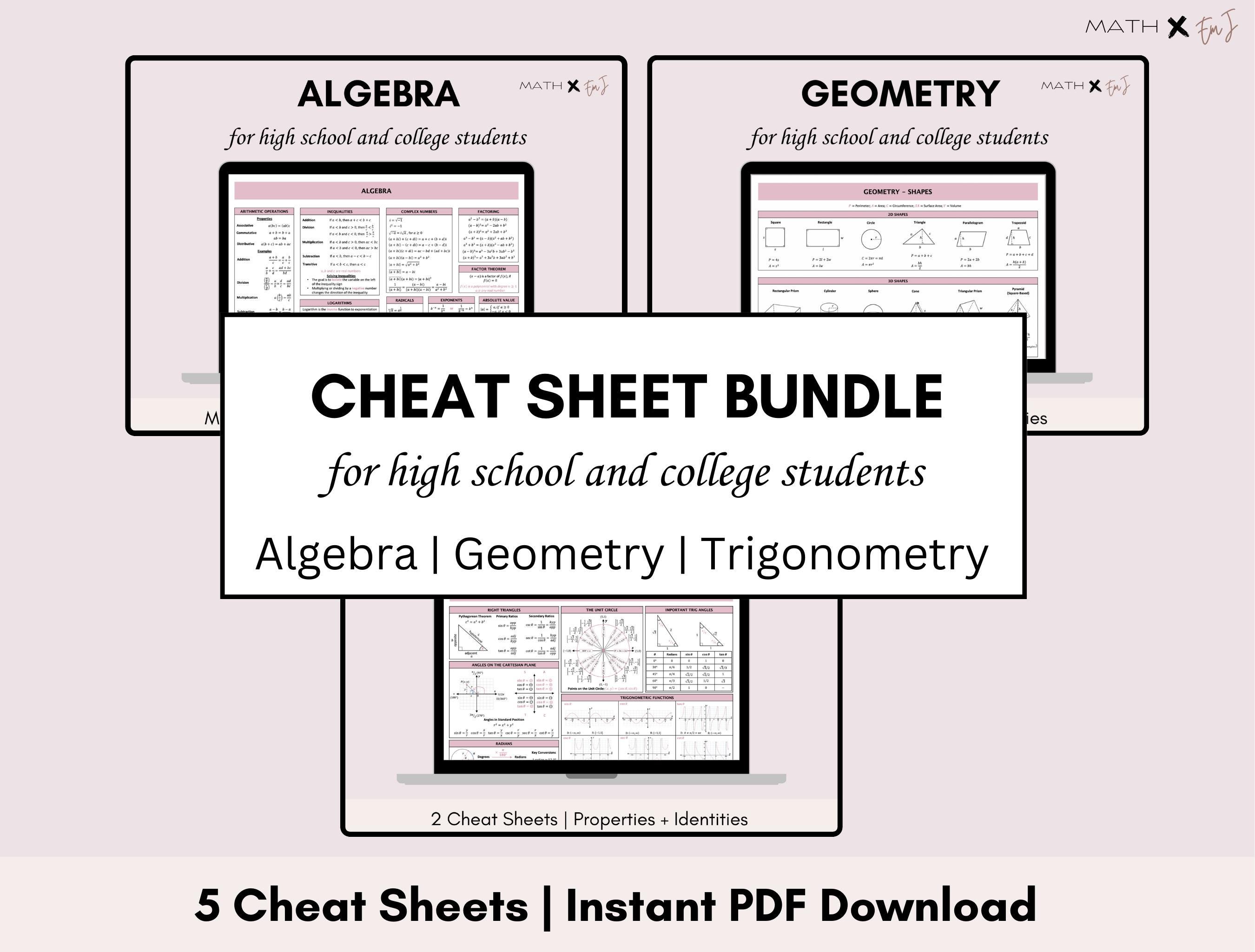 Math Cheat Sheets | Algebra, Geometry & Trigonometry | Math Formula ...