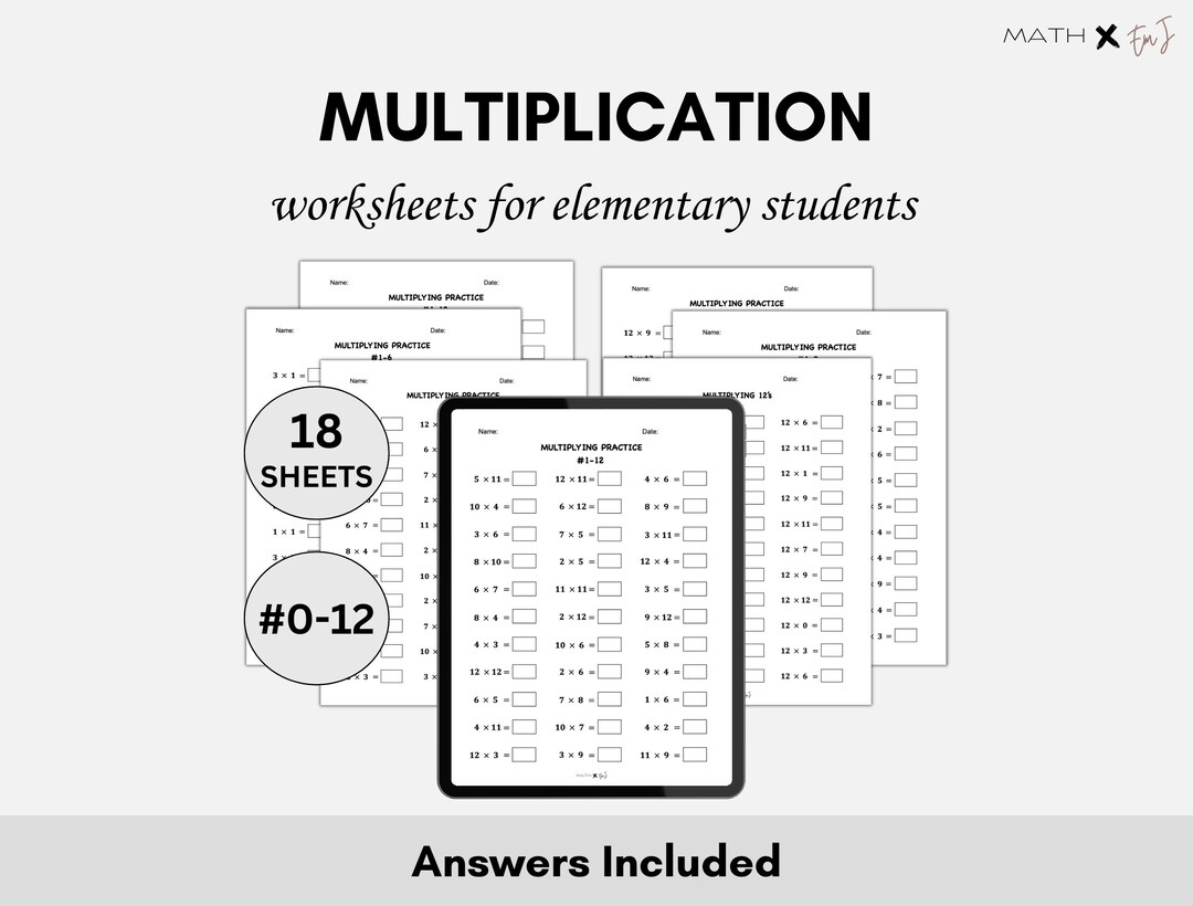 Multiplication Worksheets | Single Digit Multiplication 0-12 | Times ...