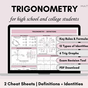 Trigonometry Cheat Sheet | Math Formula Quick Reference | High School ...