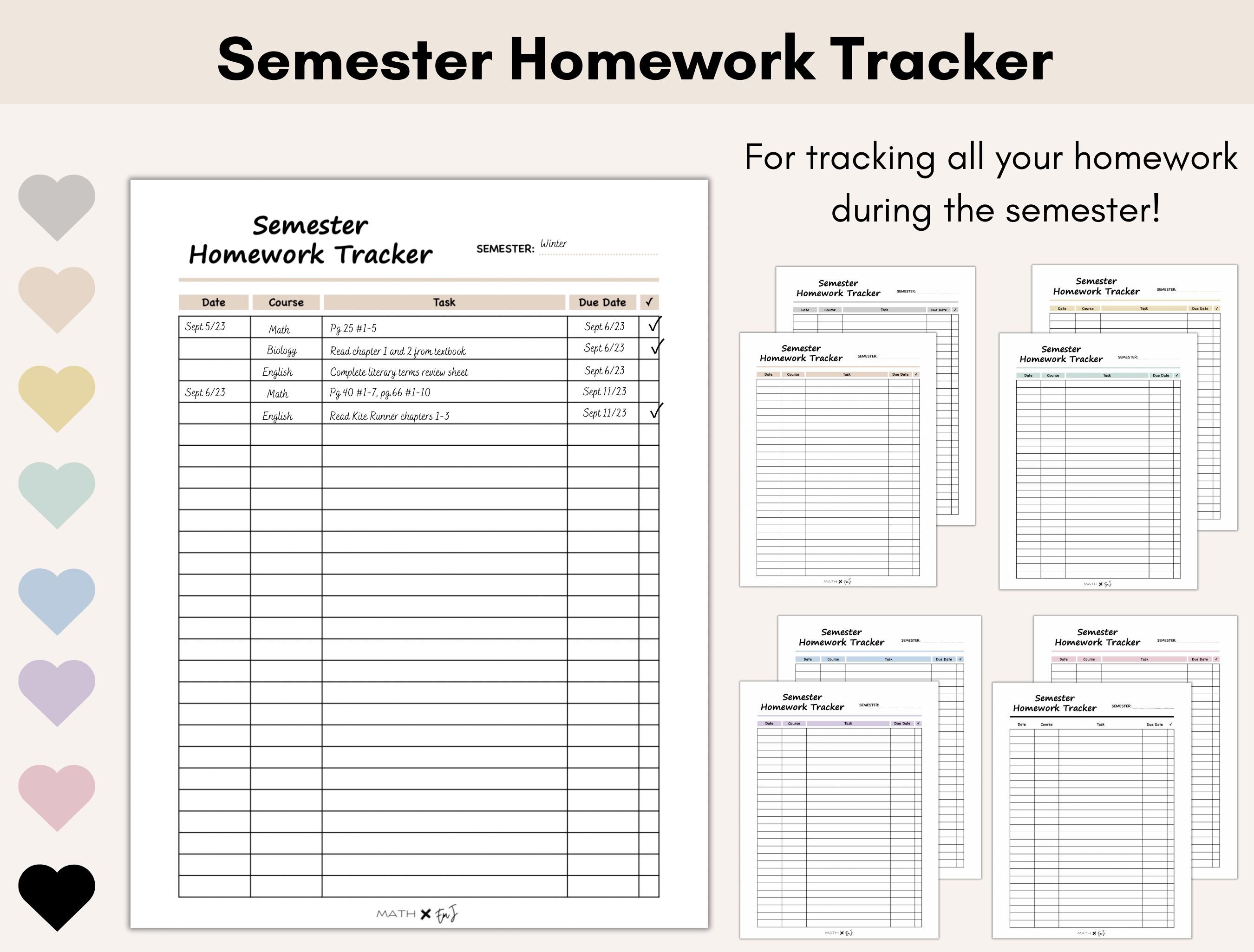 Homework Student Planner Printable Student Homework and Assignment ...