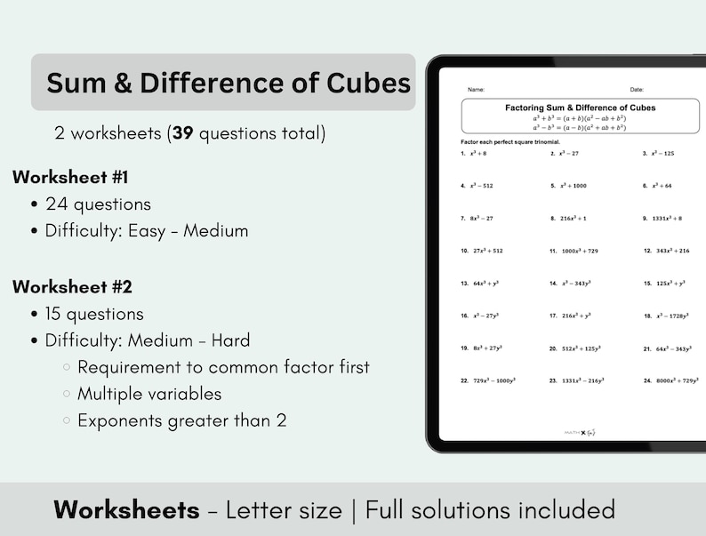 Factoring Bundle | Algebra Worksheets & Cheat Sheet | Quadratic ...